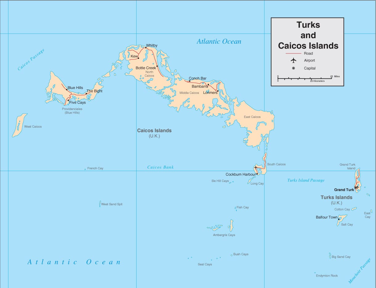 Turks and Caicos Map - Map of Turks and Caicos