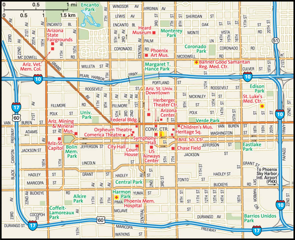 Downtown Phoenix Area Map